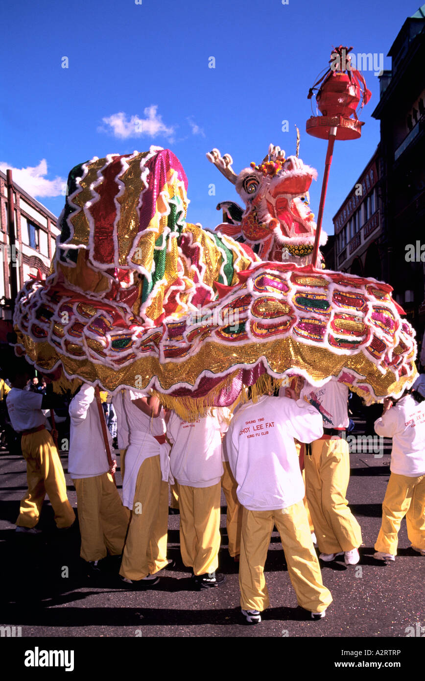 Chinese New Year Dragon Dance, Dragons at Festival Parade Celebration ...