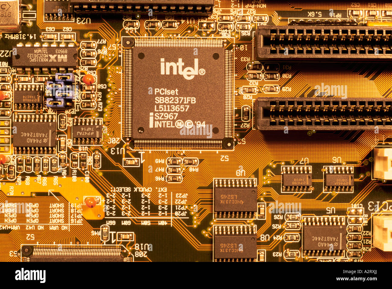 Closeup of Computer Circuit Board Stock Photo - Alamy