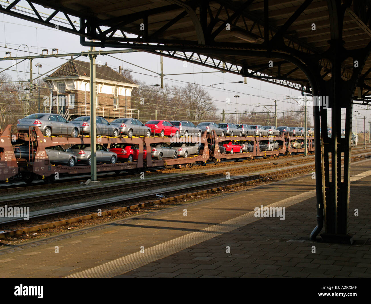 Freight train loaded with brand new Ford Mondeo cars photographed in ...