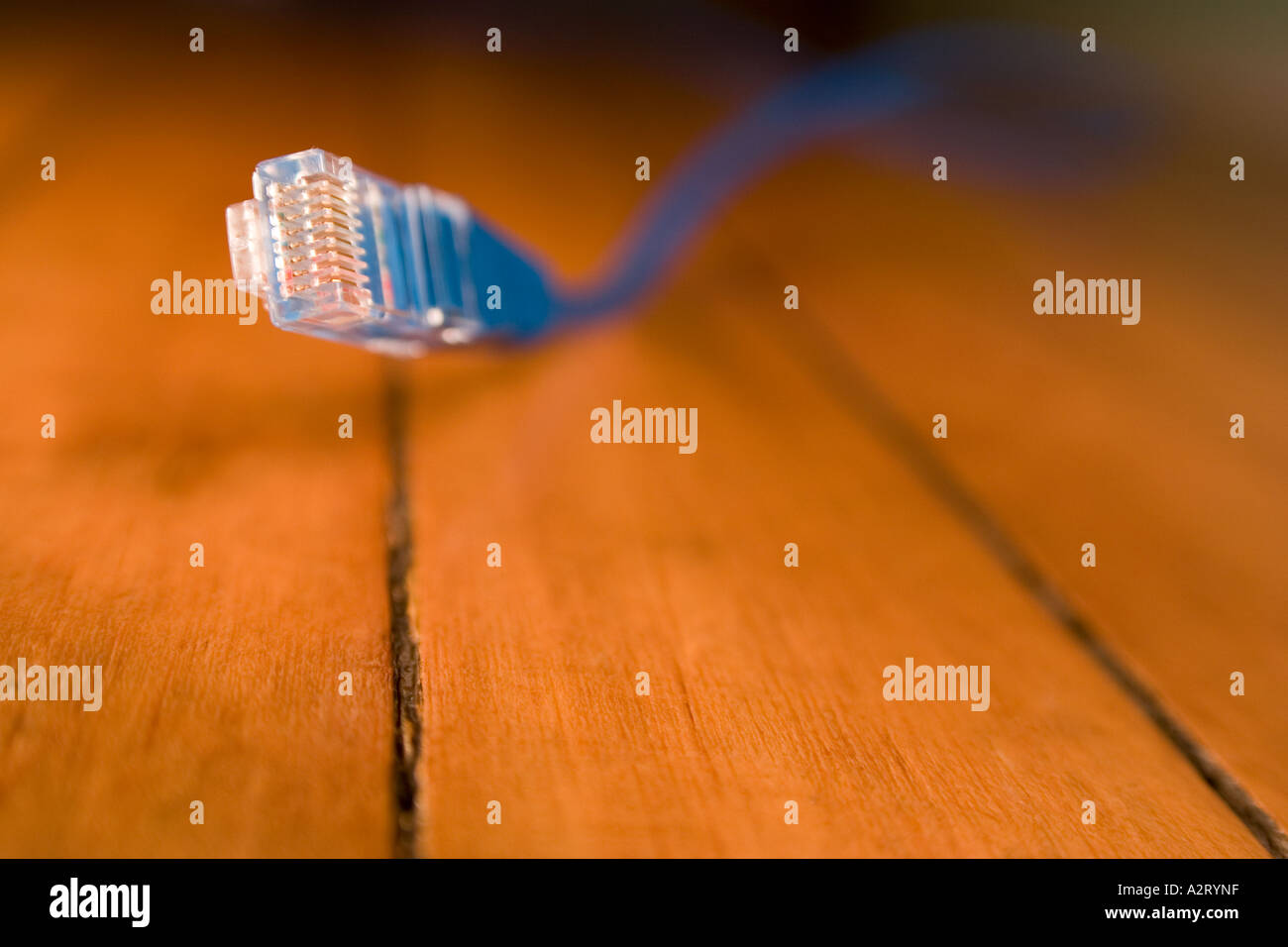 Network cable on hardwood floor Stock Photo - Alamy