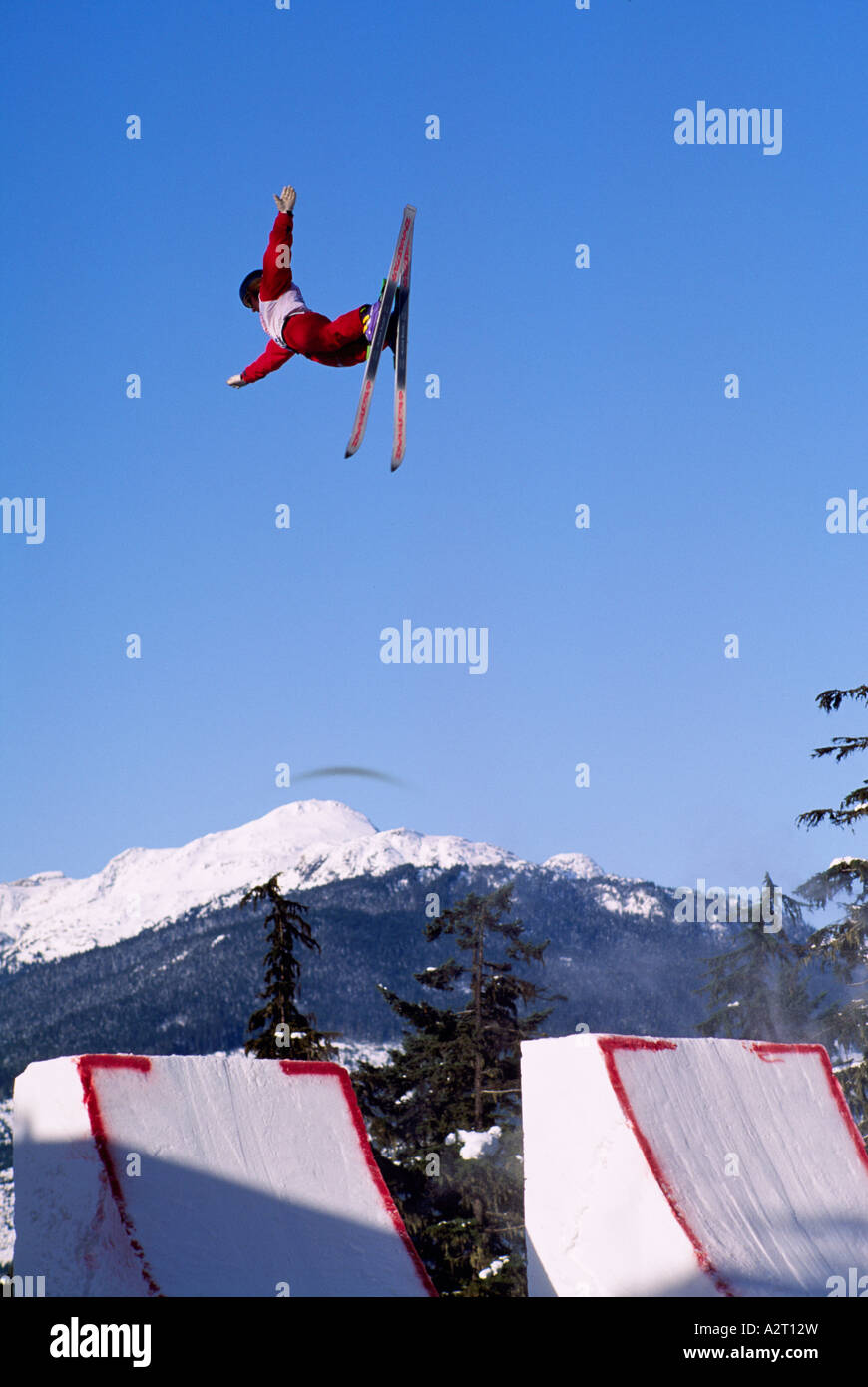 A Skier competing in a Free-Style Ski Competition on Blackcomb Mountain ...