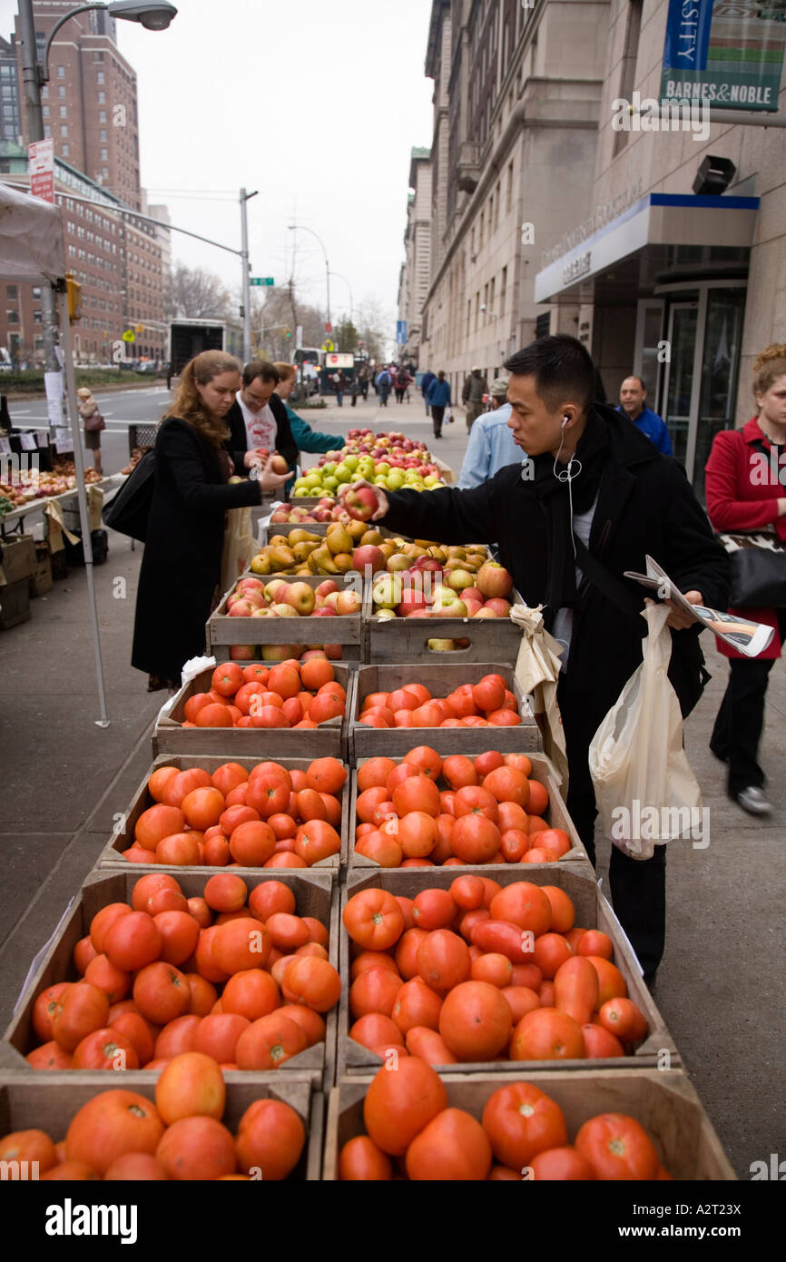Street market stall selling tomatoes and fruit & vegetables. Broadway ...