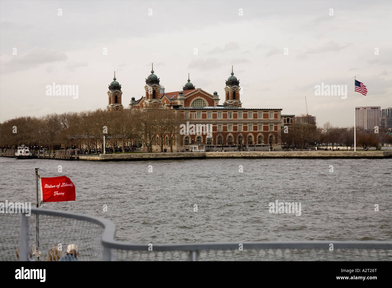 Ellis Island main building as seen from the Statue of Liberty ferry New ...