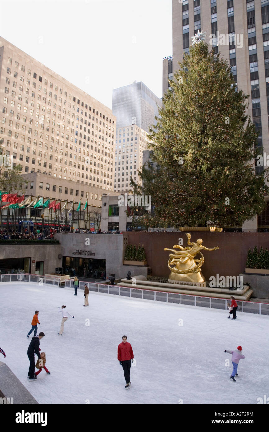 Ice Rink at Rockefeller Center Christmas New York City USA Stock Photo ...
