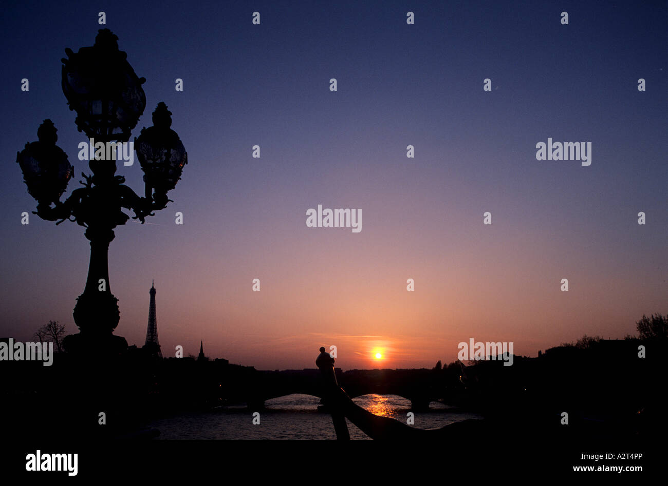 France, Paris, sunset on the Seine River Stock Photo - Alamy