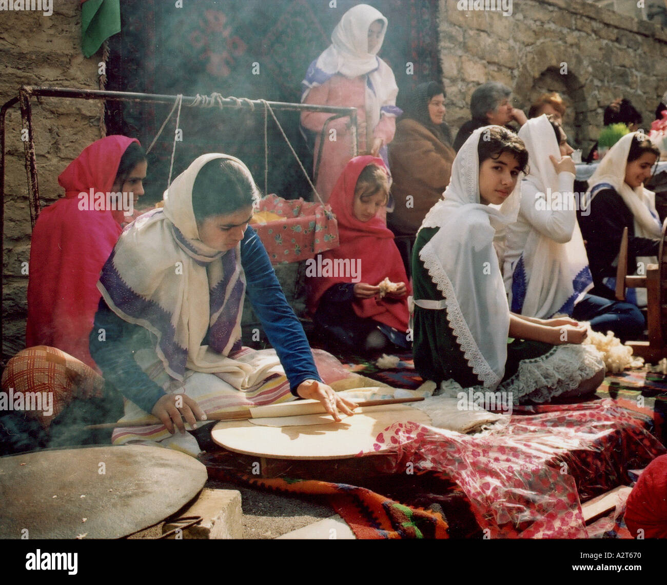 Lavash bread is baked on this occasion the carpets are adored in a ...
