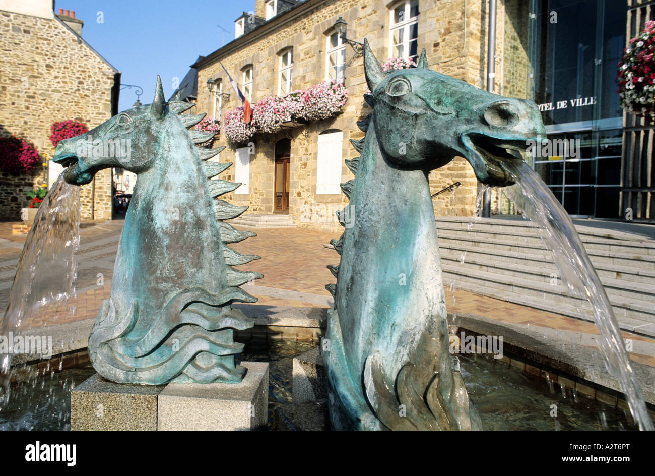 France, Côtes d'Armor, Lamballe, square of the City hall Stock Photo ...