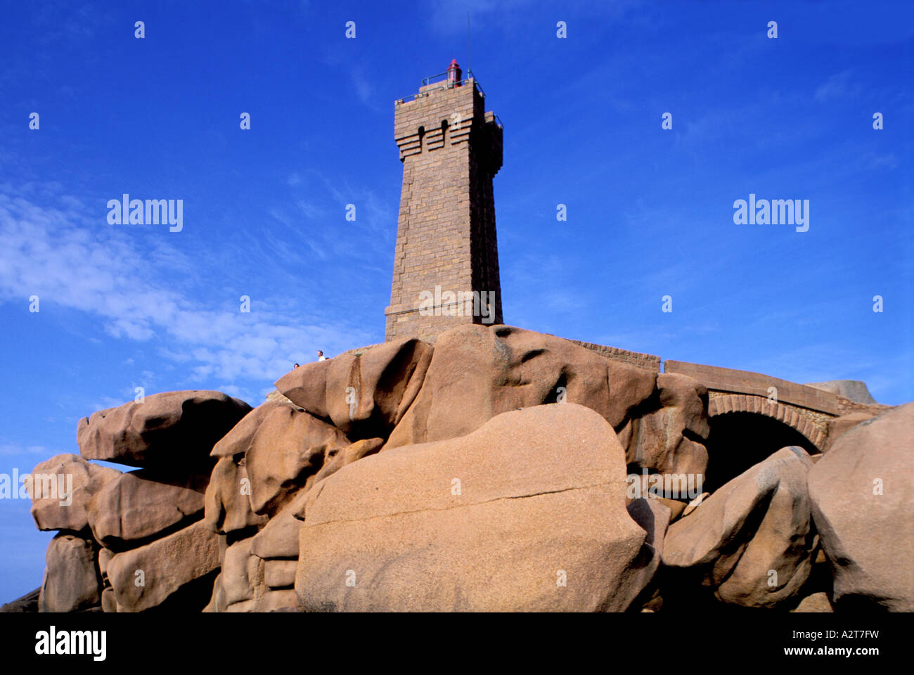 France Côtes d Armor Ploumanach the lighthouse and the cliffs of pink ...