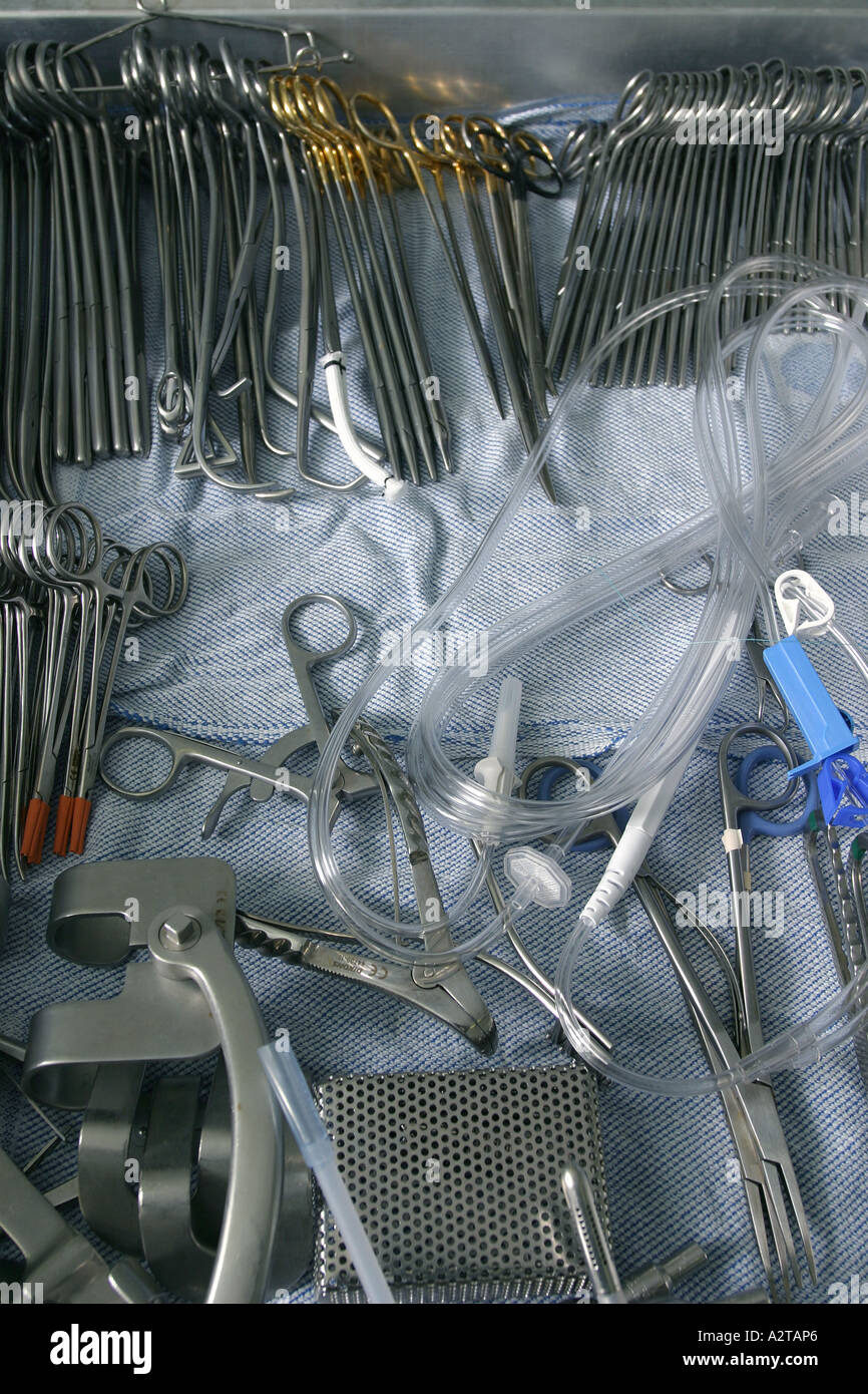 Surgical instruments and tools in a surgical theatre at the the Royal ...