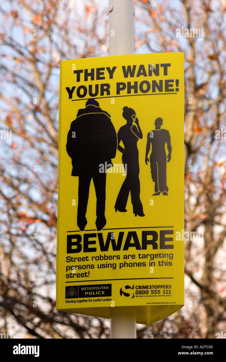 Metropolitan police sign warning commuters at Hounslow train station ...