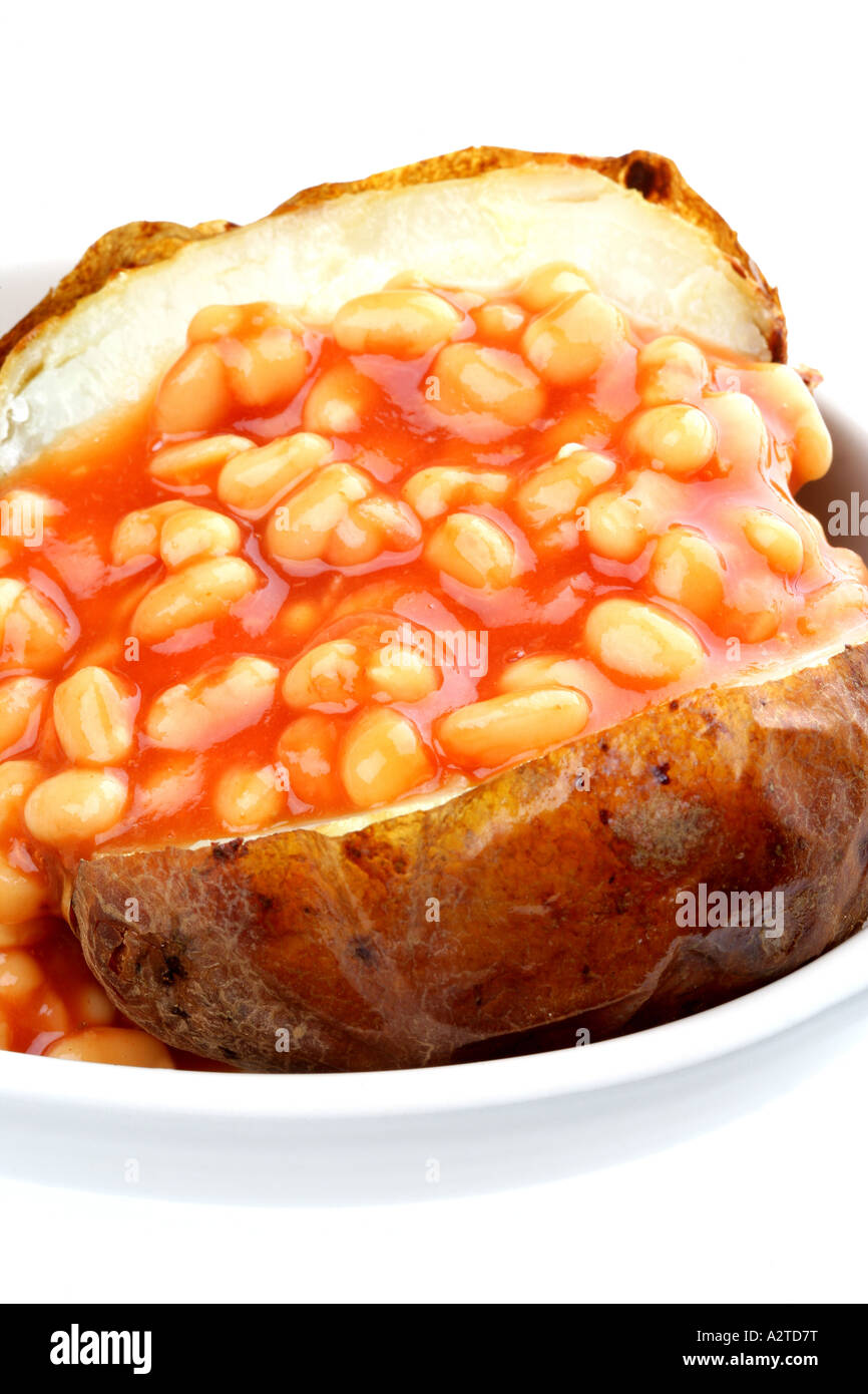 Baked Jacket Potato With Baked Beans Isolated Against A White ...