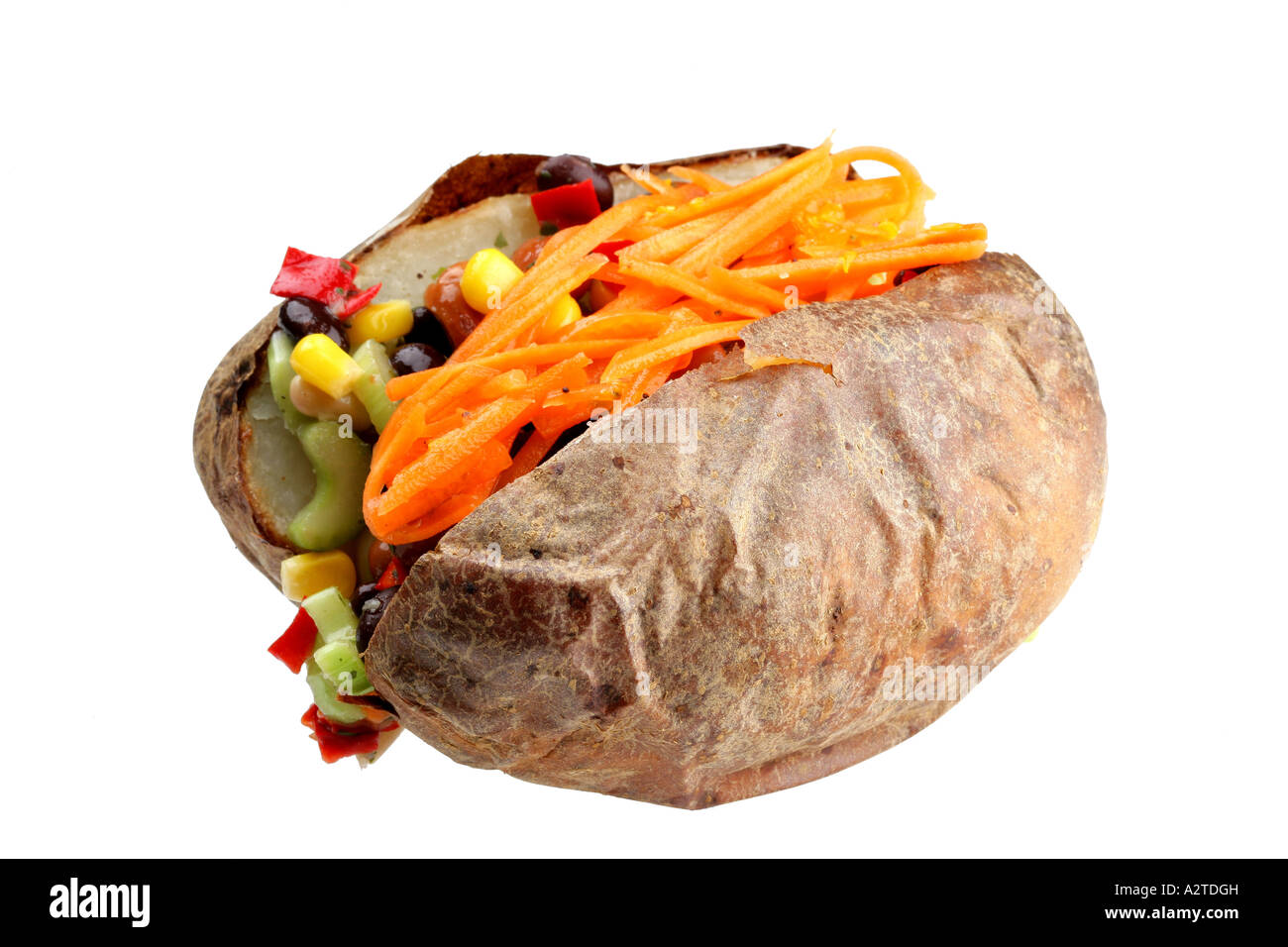 Jacket Potato with Mixed Bean Salad and Carrot Stock Photo - Alamy