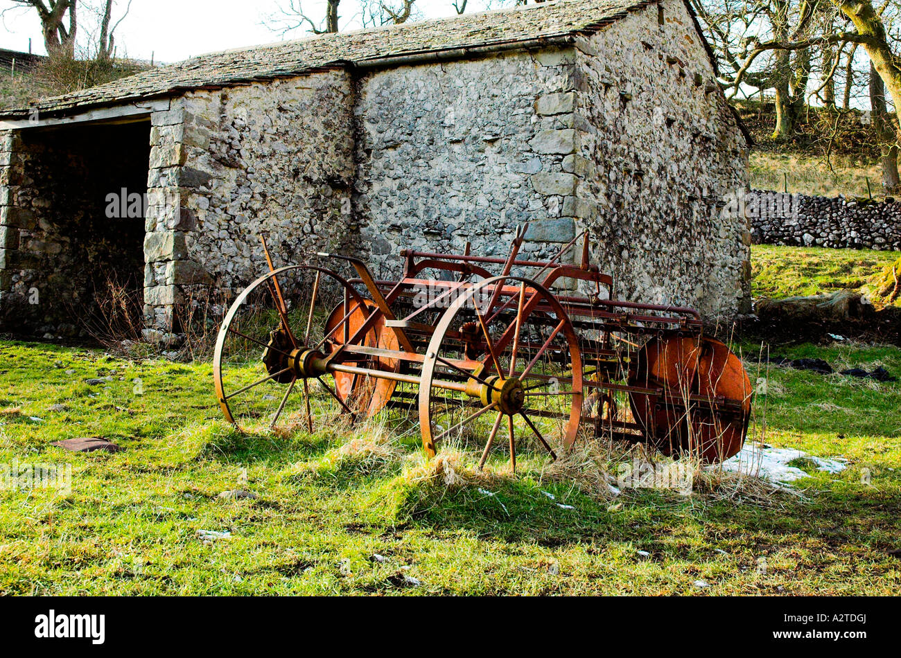 Vintage hay maker, Malham, North yorkshire England UK Stock Photo - Alamy