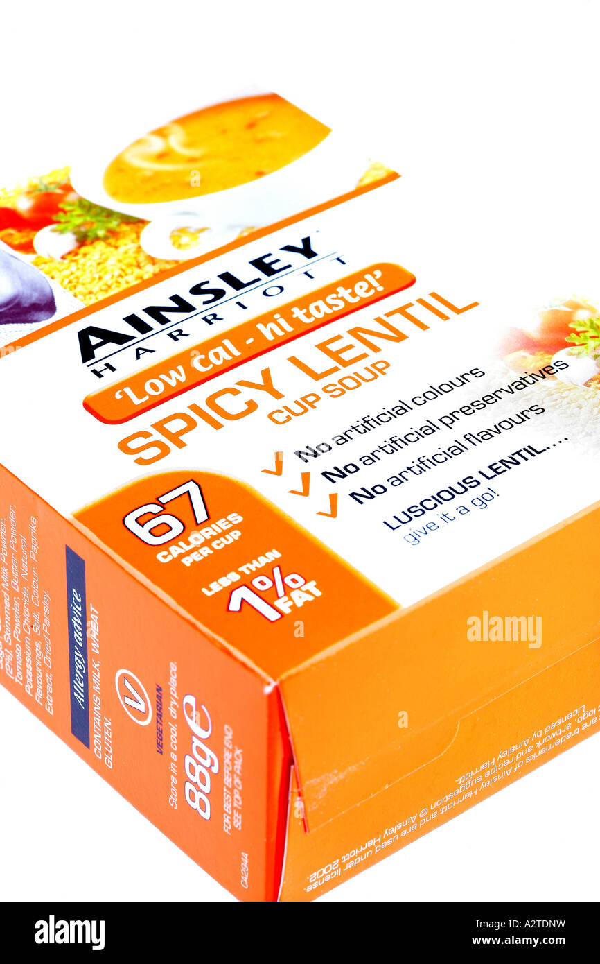 Box of Spicy Lentil Soup Sachets Stock Photo - Alamy