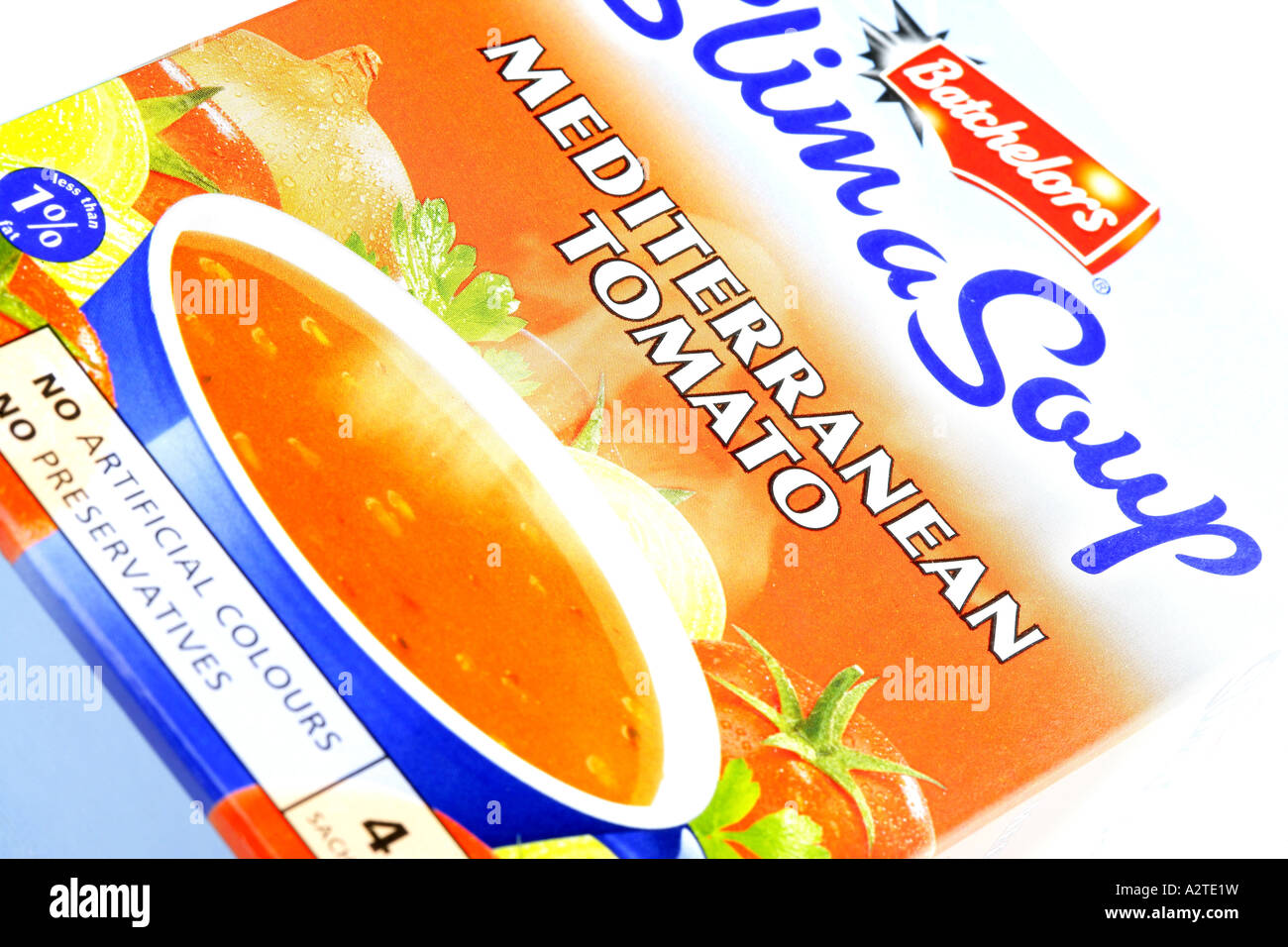 Box of Mediterranean Tomato Soup Sachets Stock Photo - Alamy