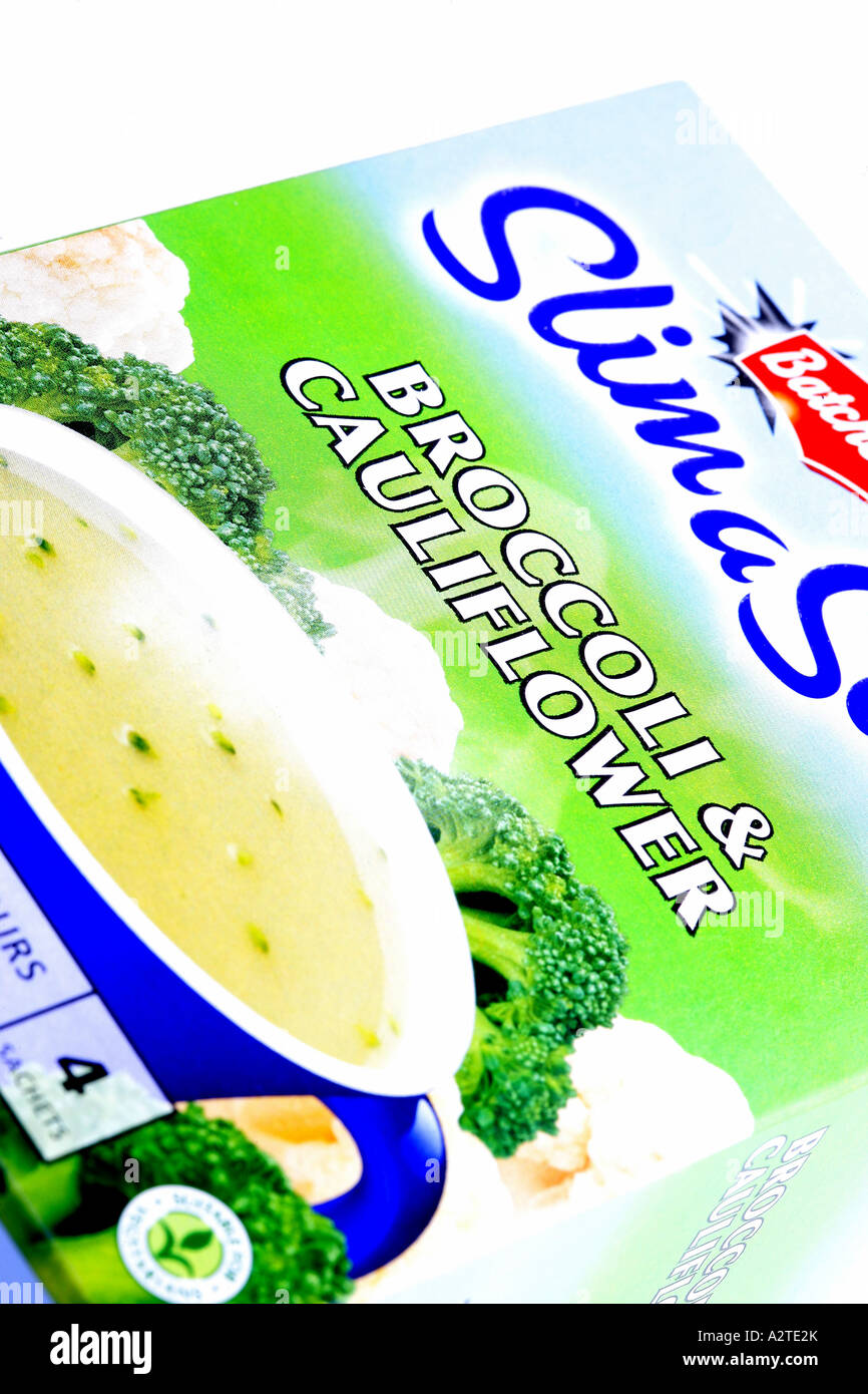 Box of Broccoli and Cauliflower Soup Sachets Stock Photo - Alamy