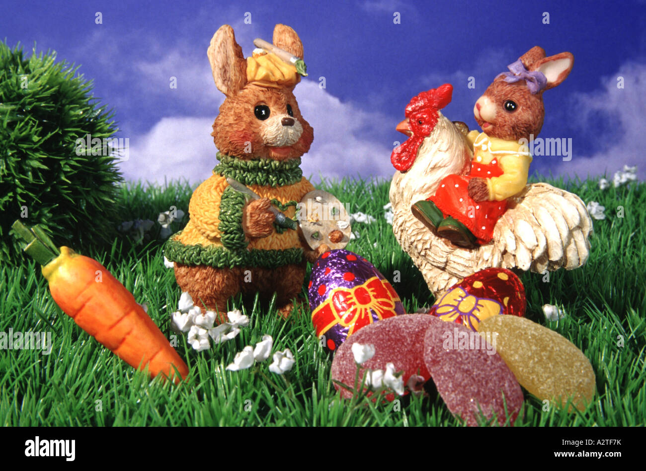 easter bunny painting eggs Stock Photo - Alamy