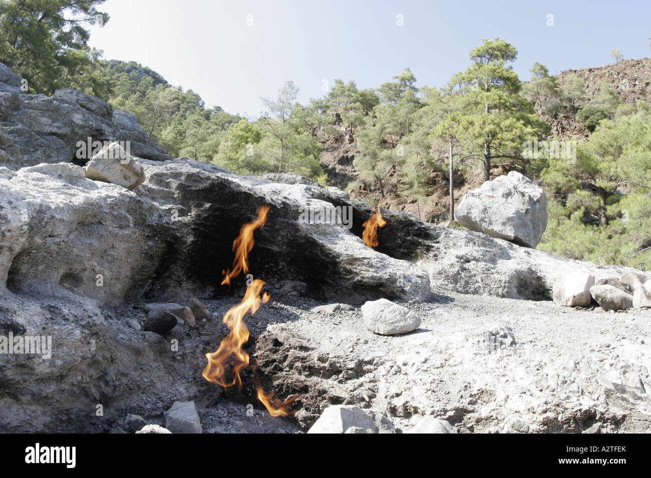 the eternal flames of Chimaira near Antalya; the mythical creature ...