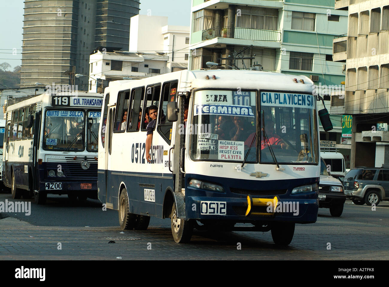 Street life and bus transportation in Guayaquil, Ecuador Stock Photo ...