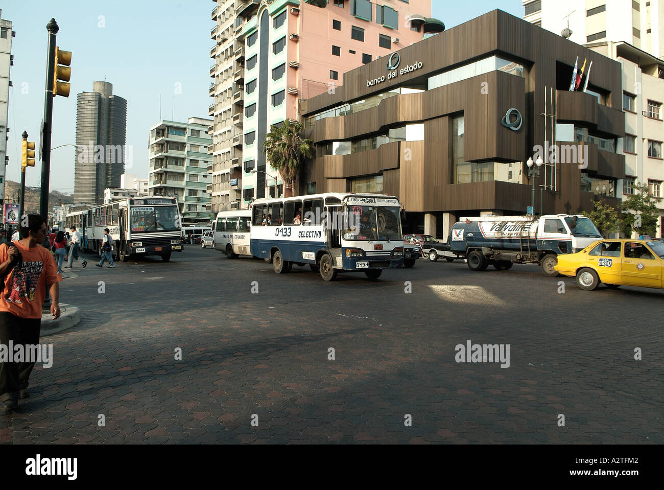 Street life and bus transportation in Guayaquil, Ecuador Stock Photo ...