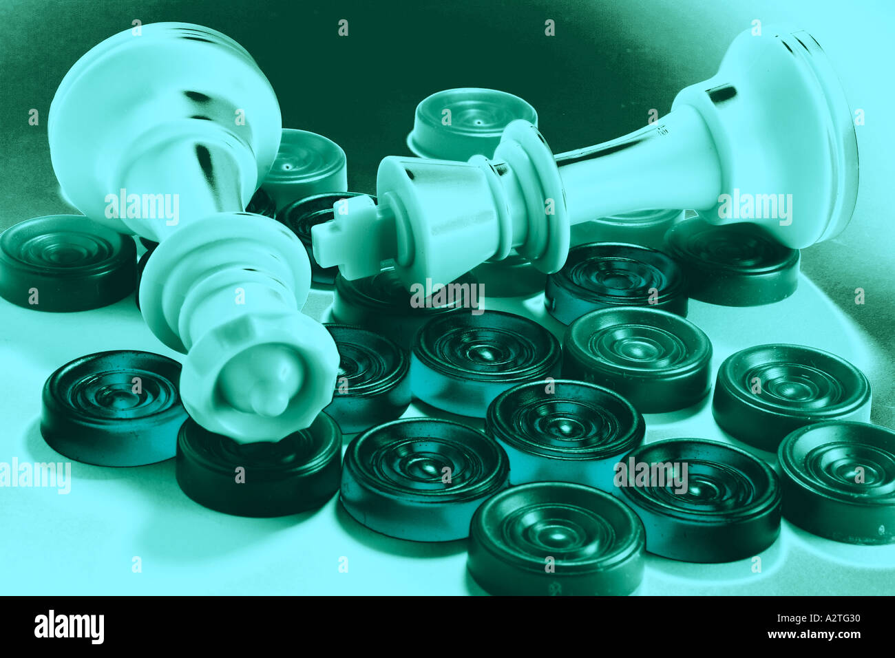 Chess and Checker Pieces Stock Photo - Alamy