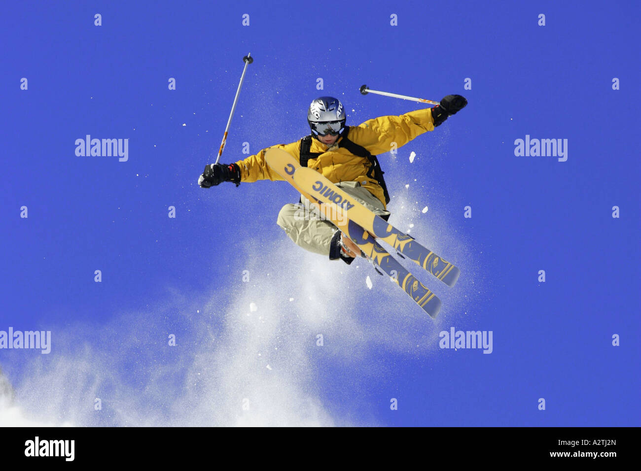 skier jumping over a hill, Austria, Alps Stock Photo - Alamy