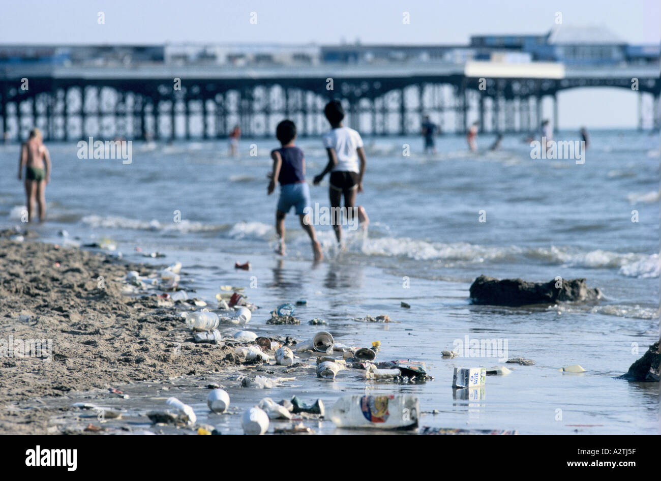 blackpool pollution on beach Stock Photo - Alamy