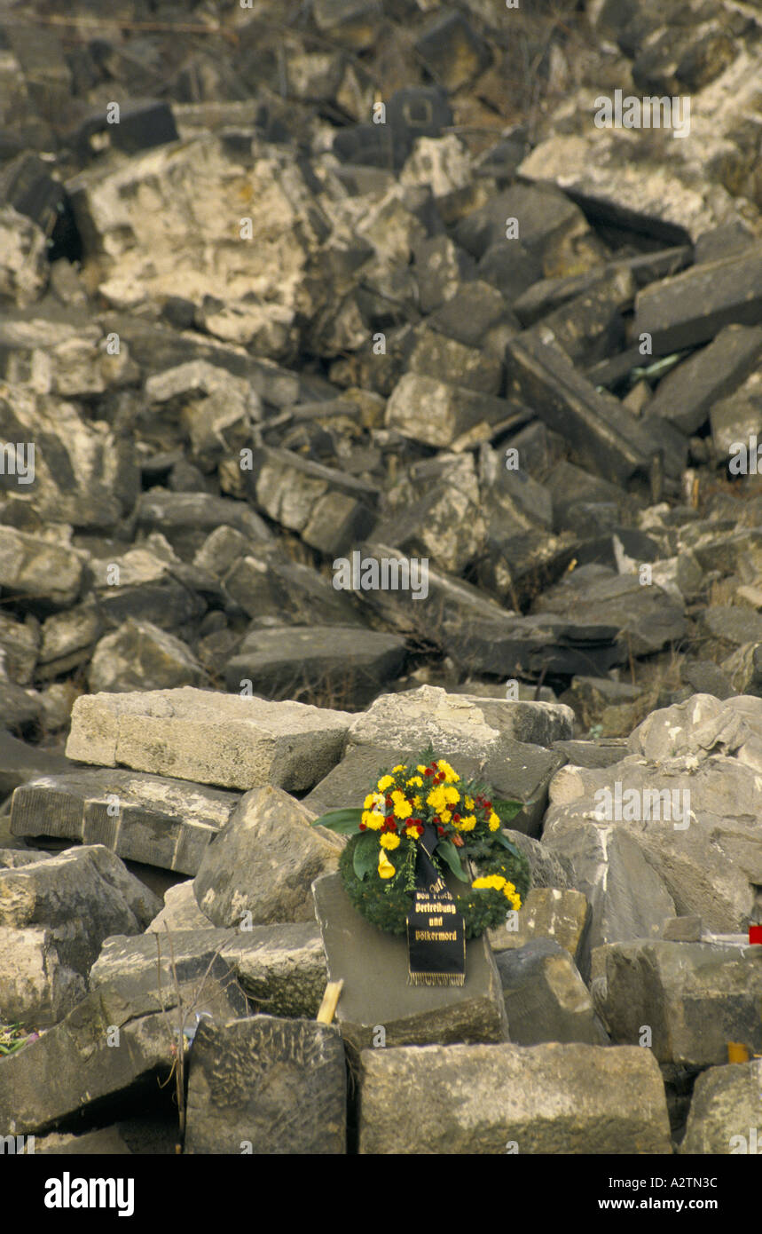 wreath on pile of rubble dresden germany 1993 Stock Photo - Alamy
