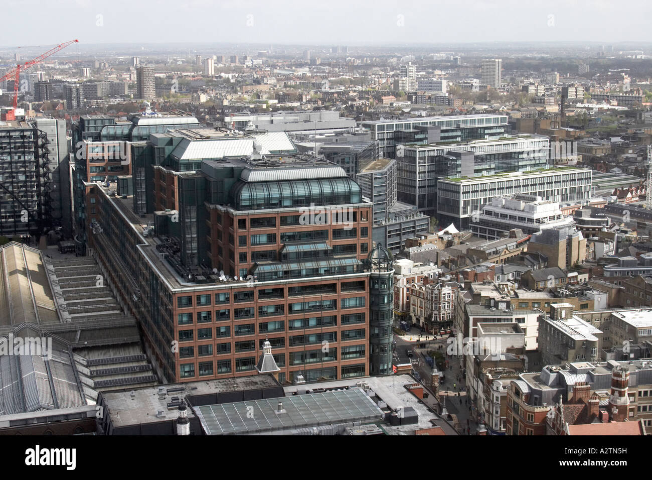 High level semi aerial view north from 99 Bishopsgate of Broadgate ...