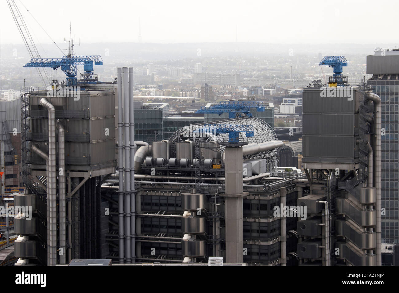 High level semi aerial view of top of the Lloyds Building City of ...