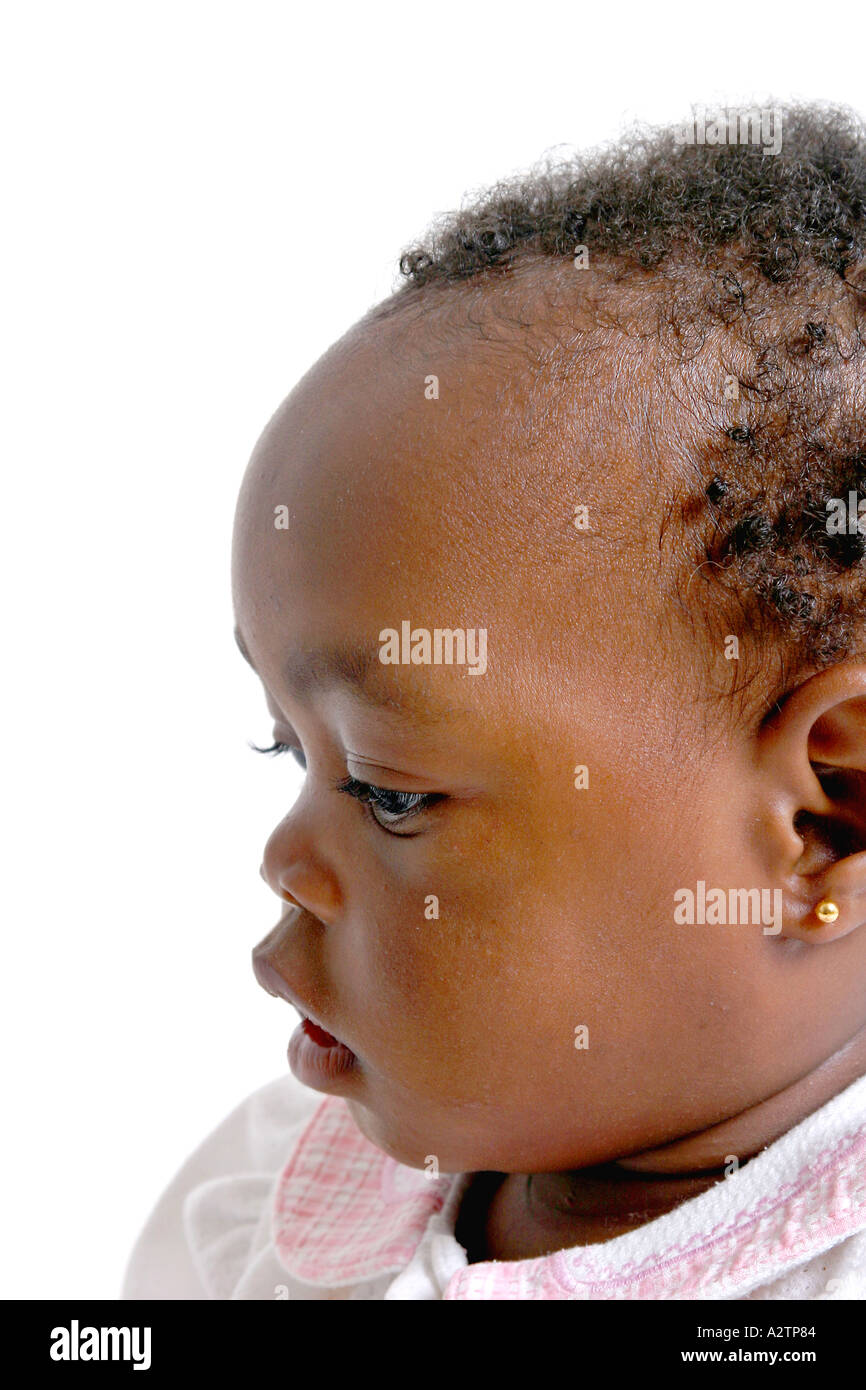 Black baby girl close up profile Stock Photo - Alamy