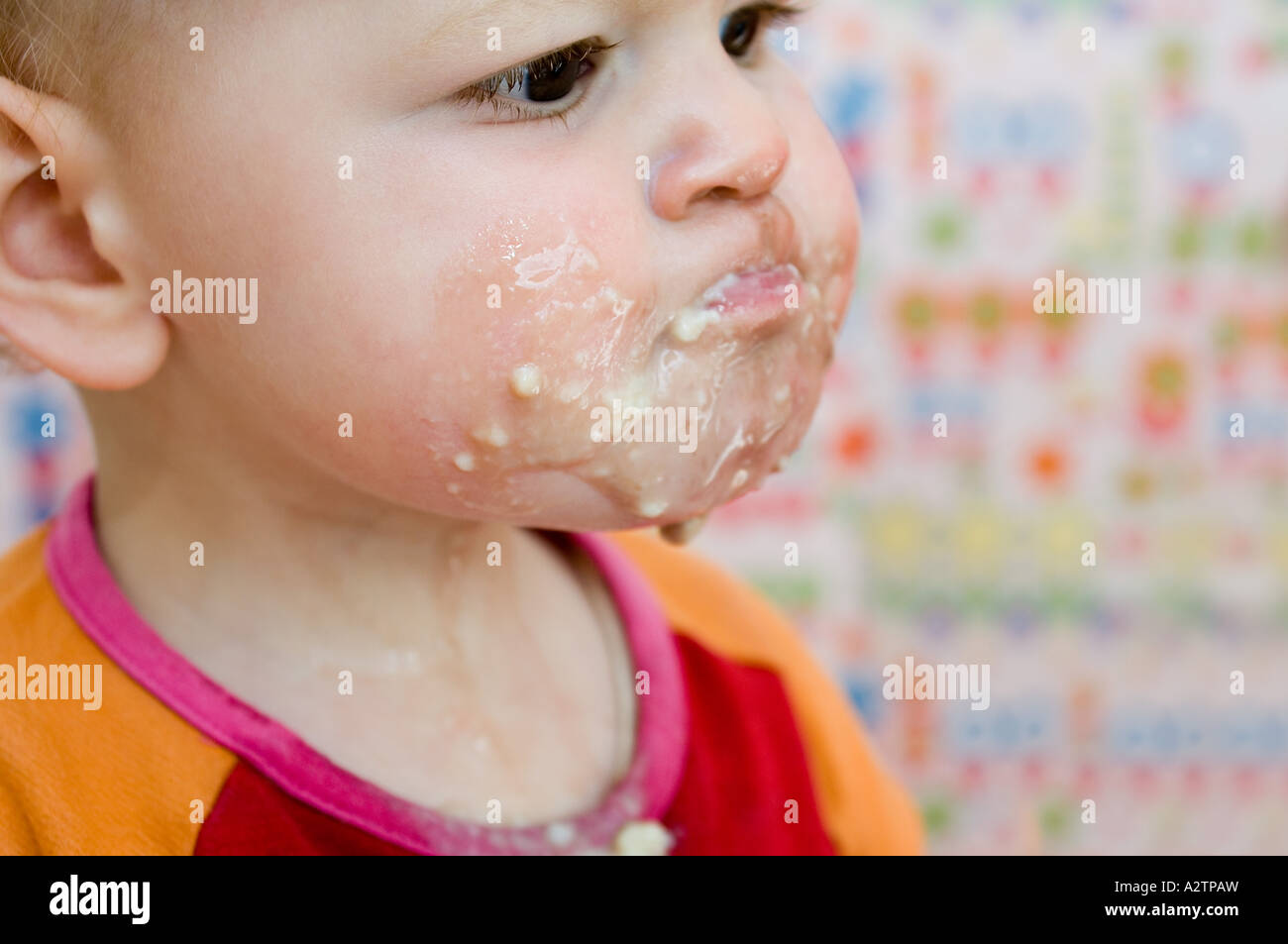 Child covered in food Stock Photo - Alamy