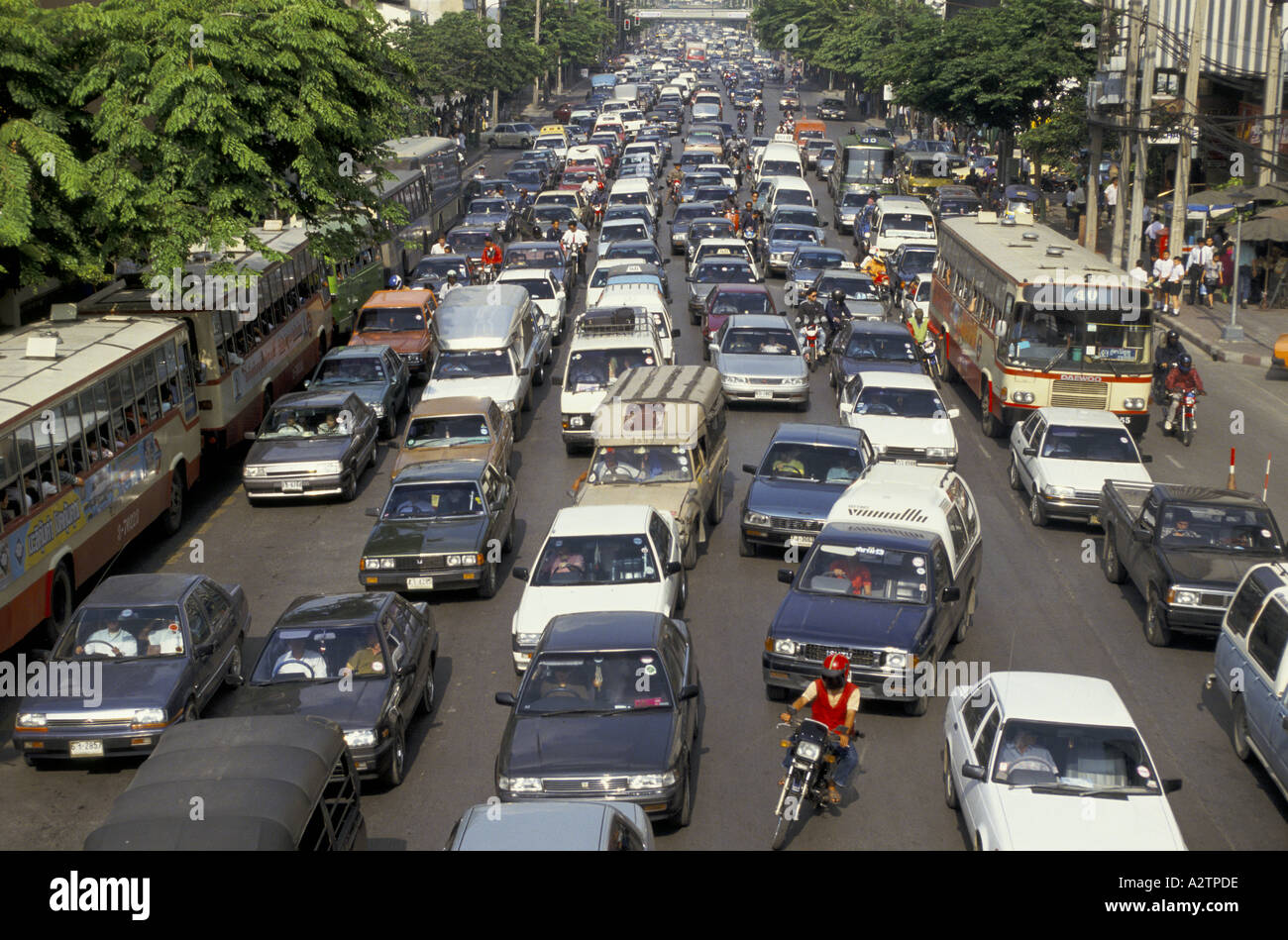 five lanes of traffic Bangkok Thailand Stock Photo - Alamy