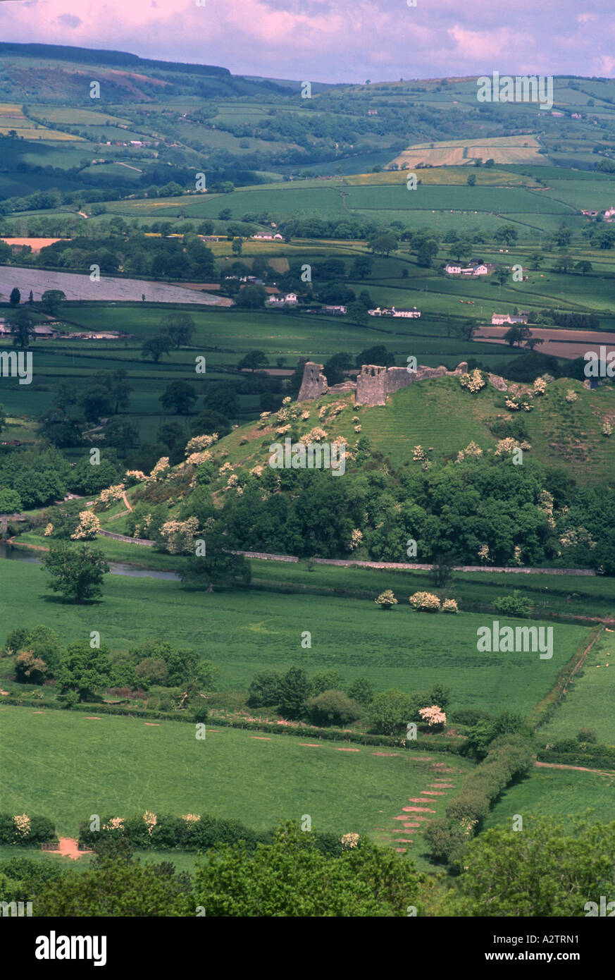 Dryslwyn Castle and valley of River Tywi, Carmarthenshire, West Wales ...