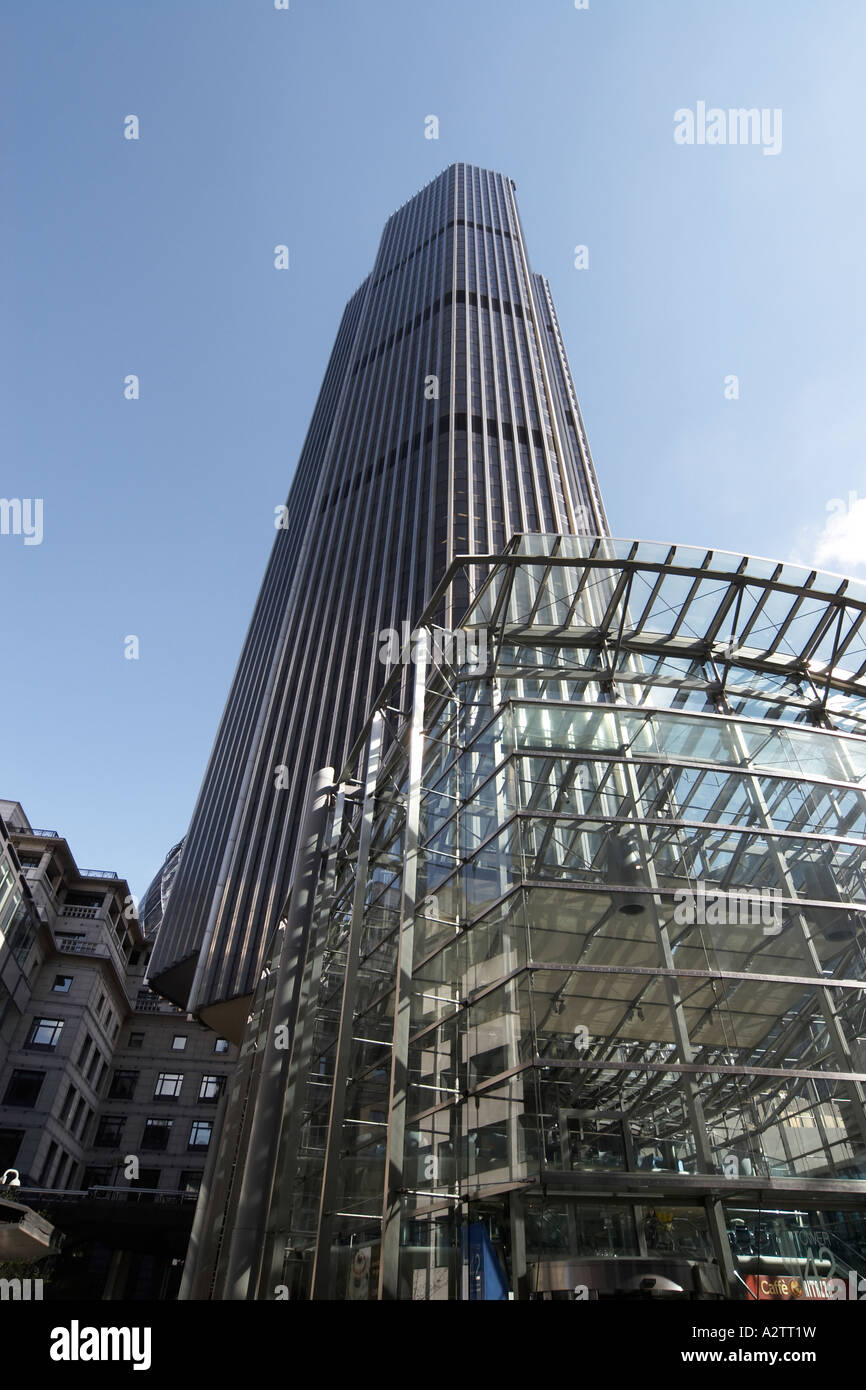 Tower 42 tall skyscraper commercial office building with glass atrium ...