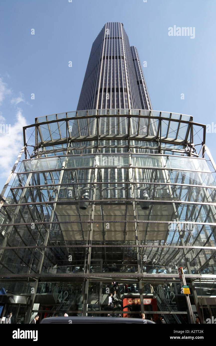 Tower 42 tall skyscraper commercial office building with glass atrium ...