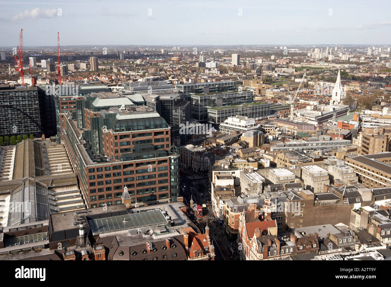 High level semi aerial view north east of office buildings from 99 ...