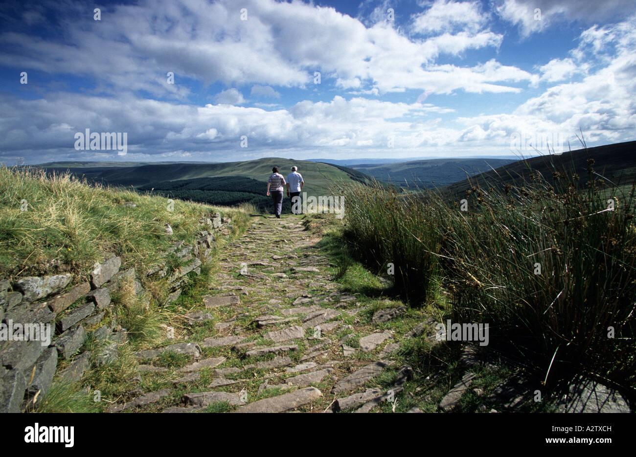 Walkers on the Beacons Way, Brecon Beacons National Park, Powys, Wales ...