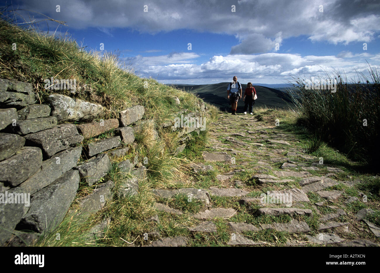 Walkers on the Beacons Way, Brecon Beacons National Park, Powys, Wales ...