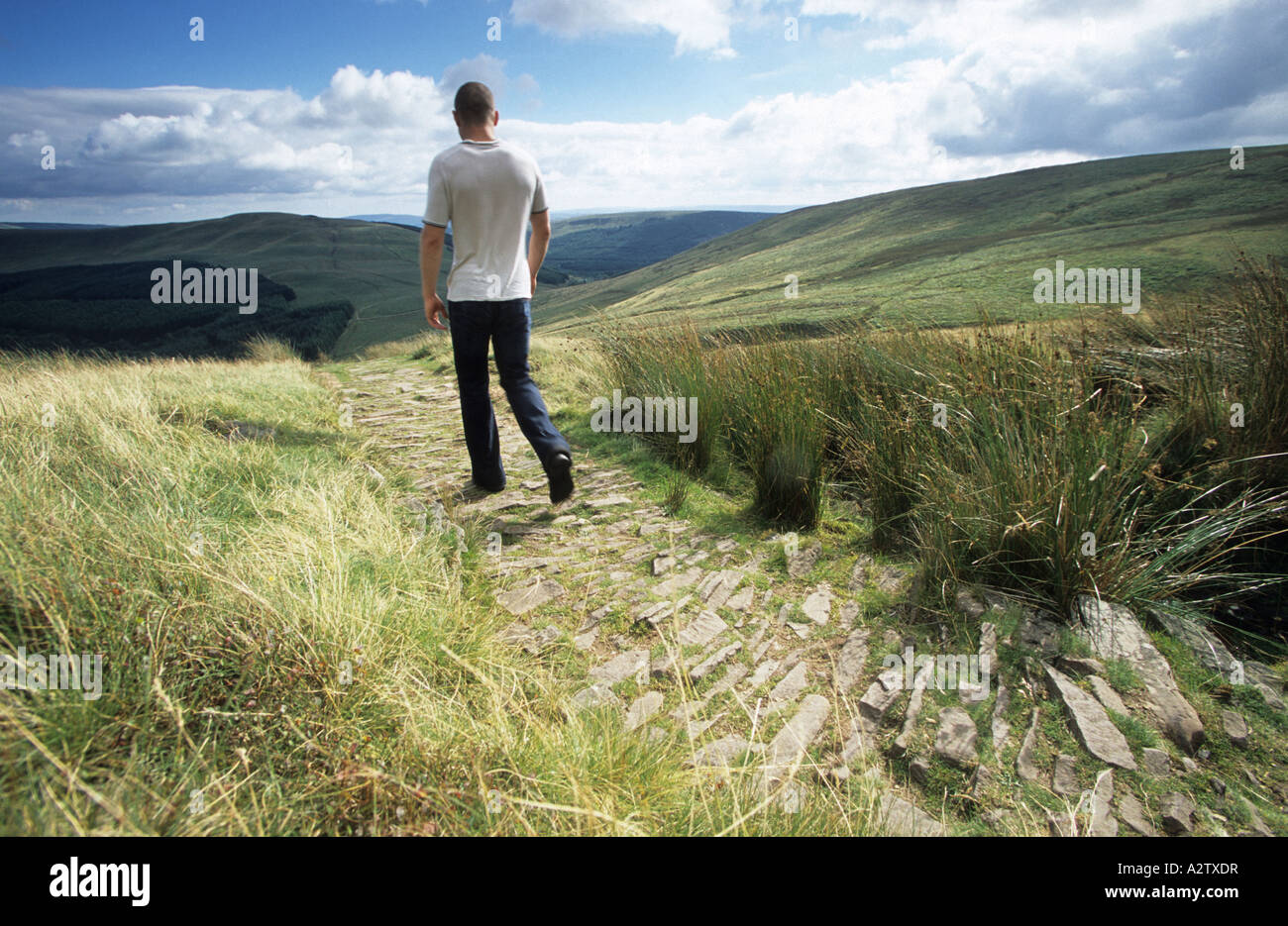 Walkers on the Beacons Way, Brecon Beacons National Park, Powys, Wales ...