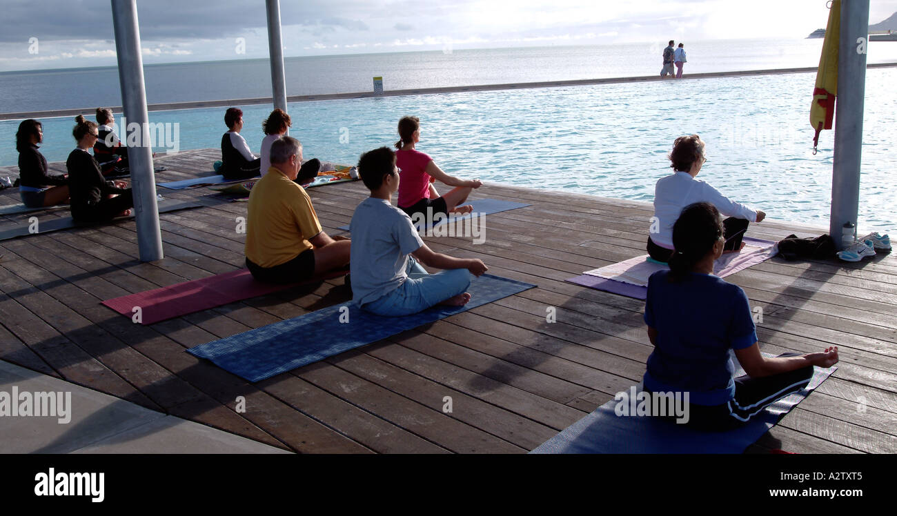 Early morning yoga, photo by Bruce Miller Stock Photo - Alamy