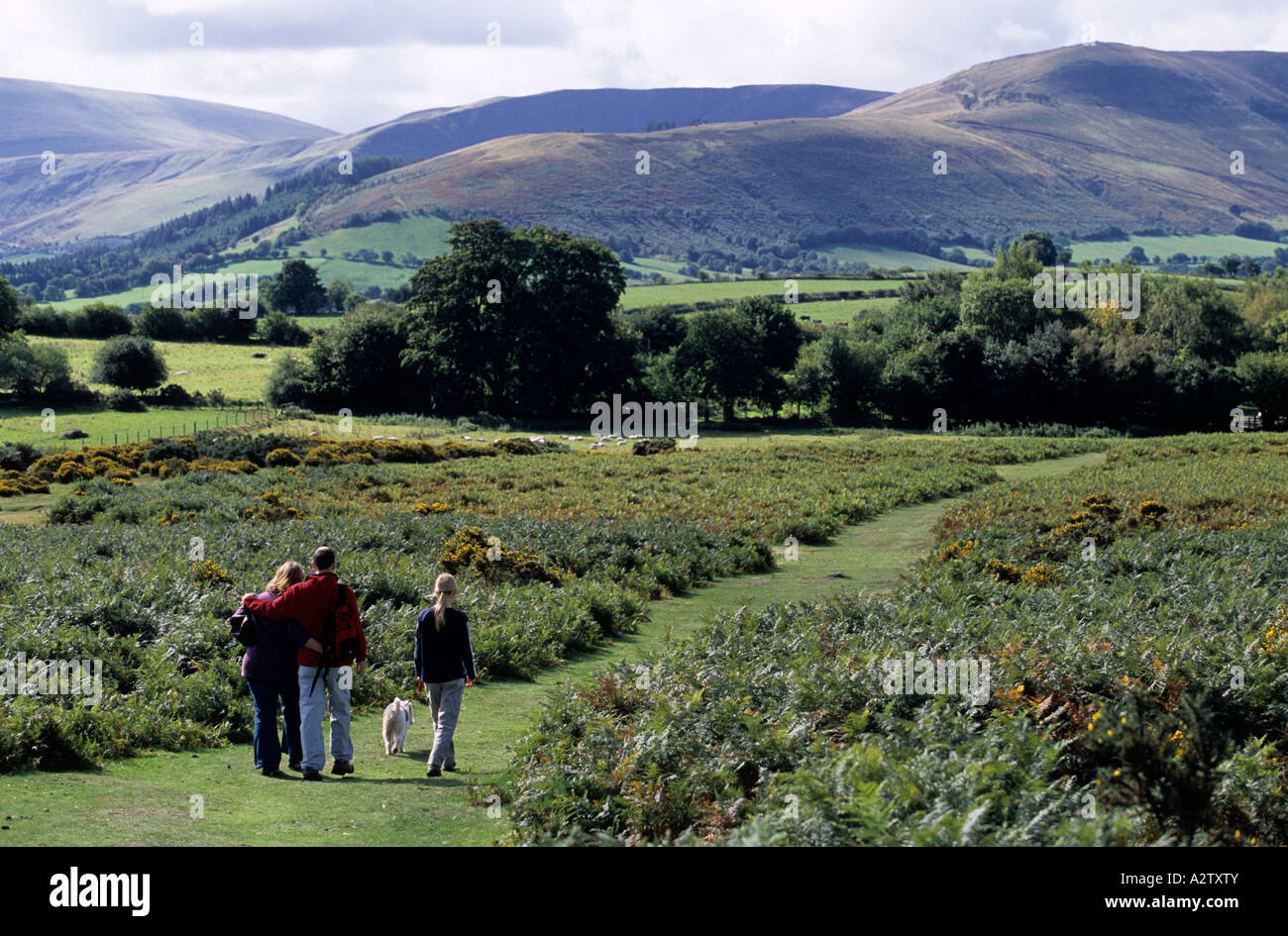 Family walking on the common near the National Park Visitor Centre at ...