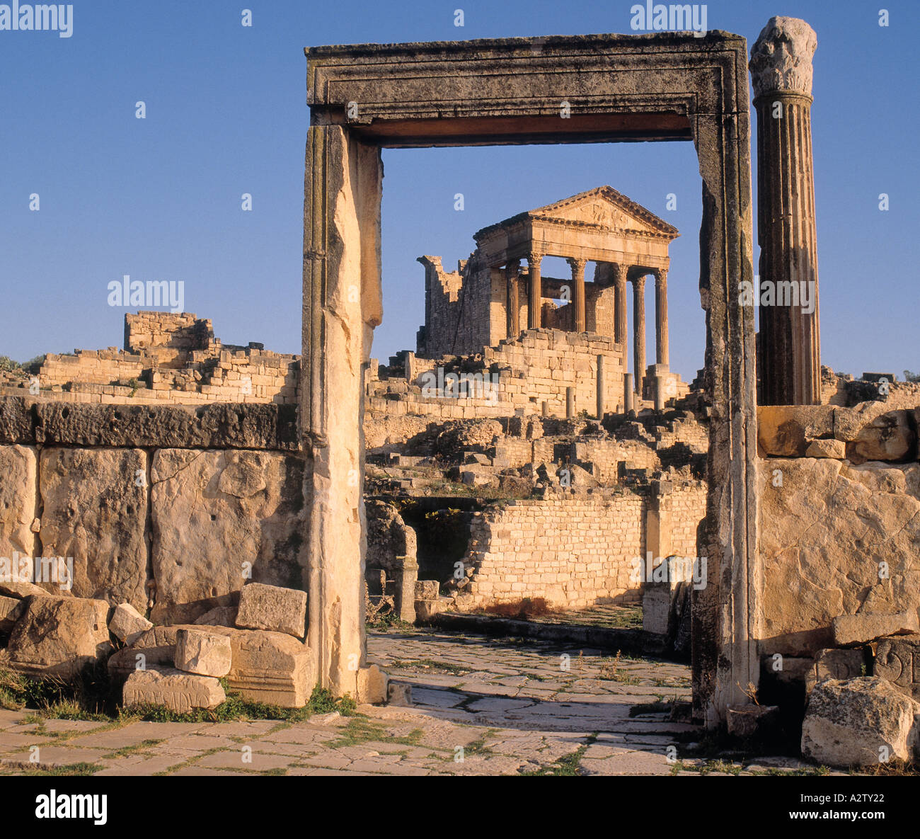 Tunisia Ruins of Roman city of Dougga or Thugga Stock Photo - Alamy