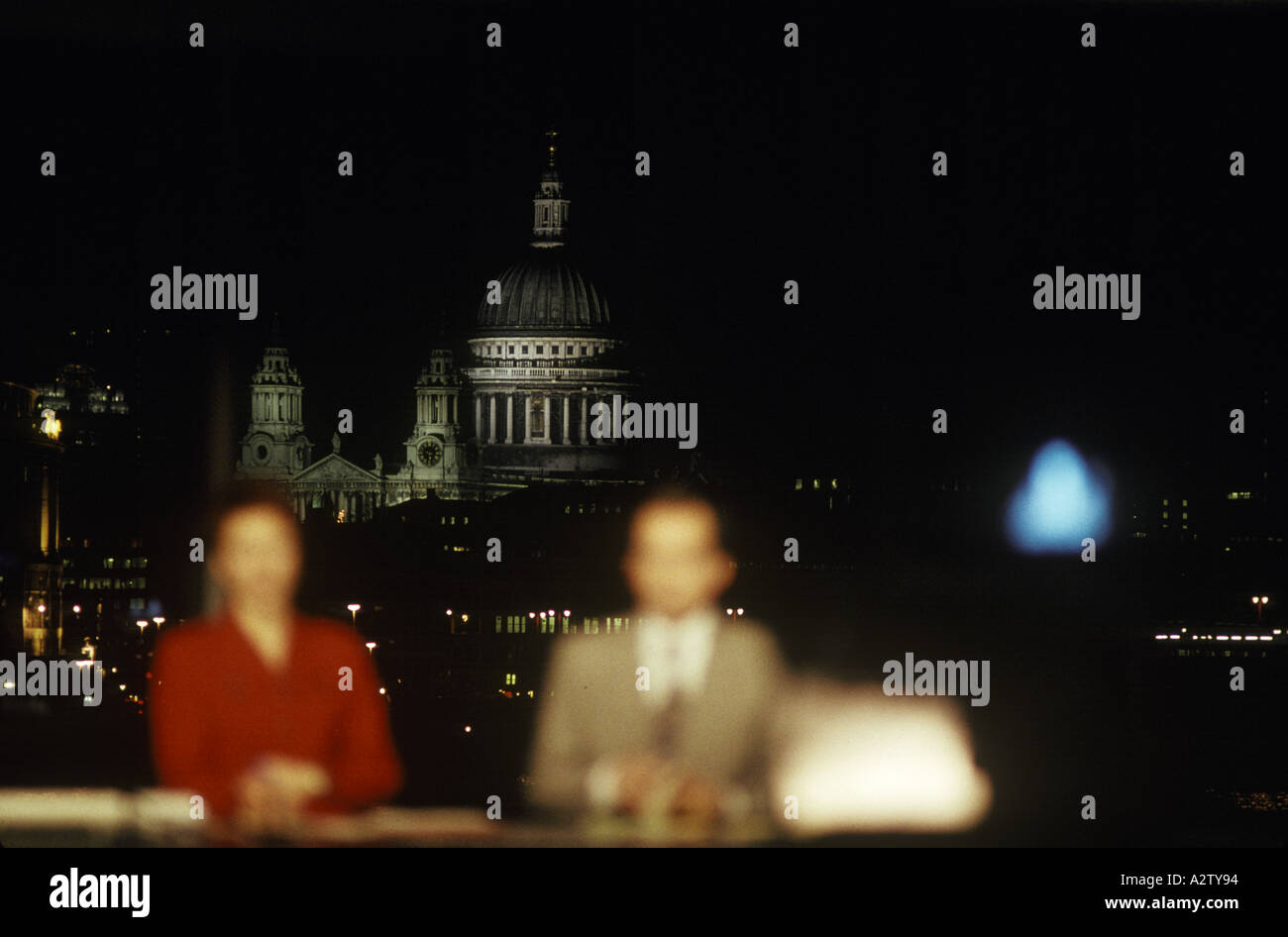 view of st paul s cathedral from window behind newsreaders fiona foster ...