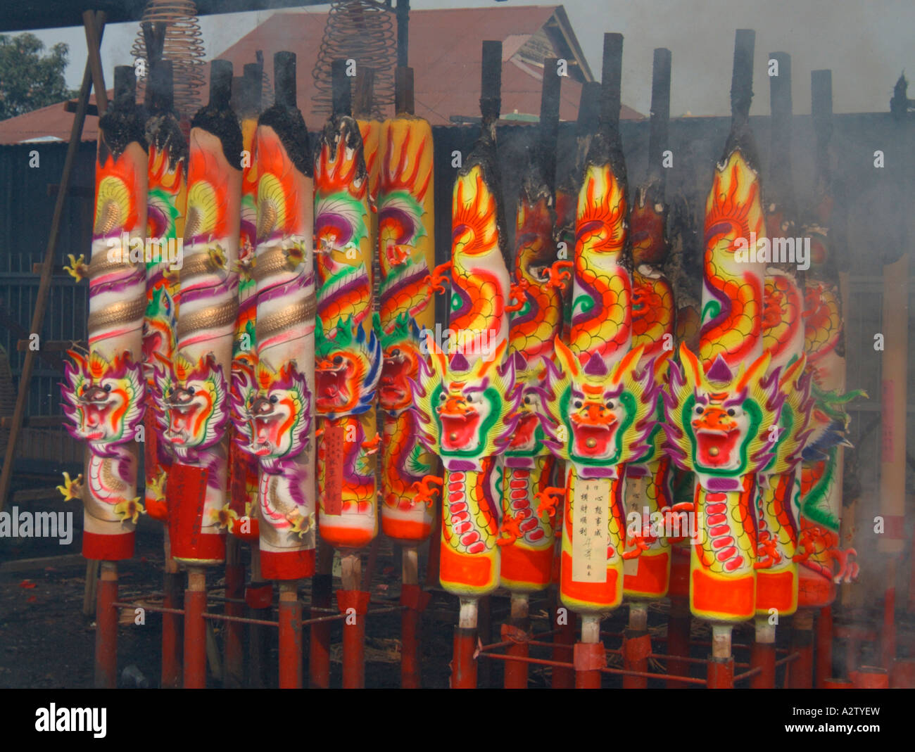 giant colorful joss sticks Stock Photo - Alamy