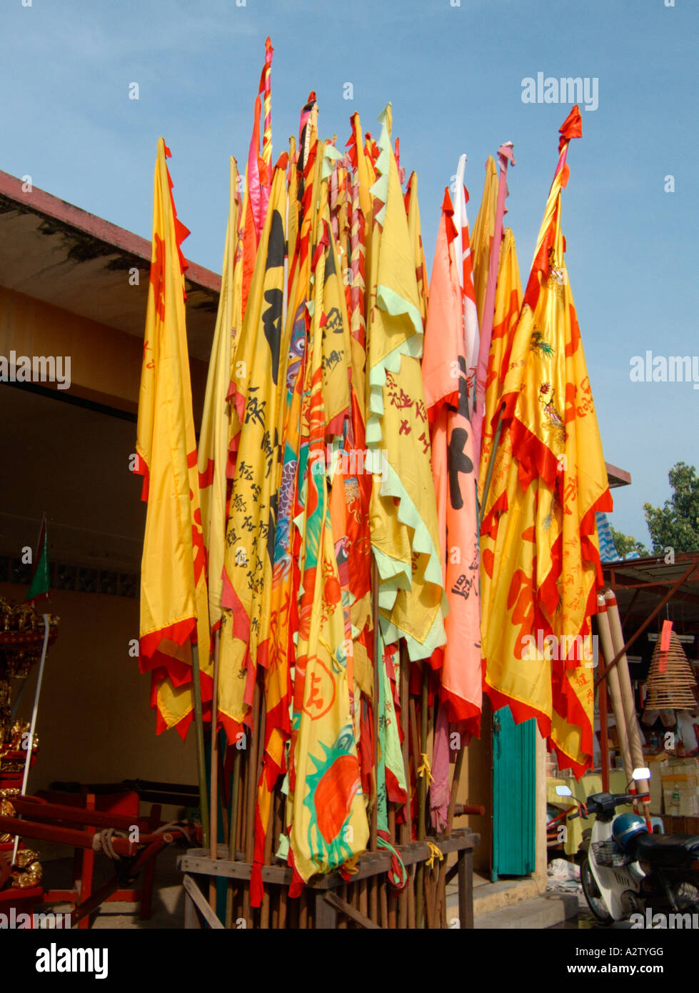 chinese religious ceremony flags Stock Photo - Alamy