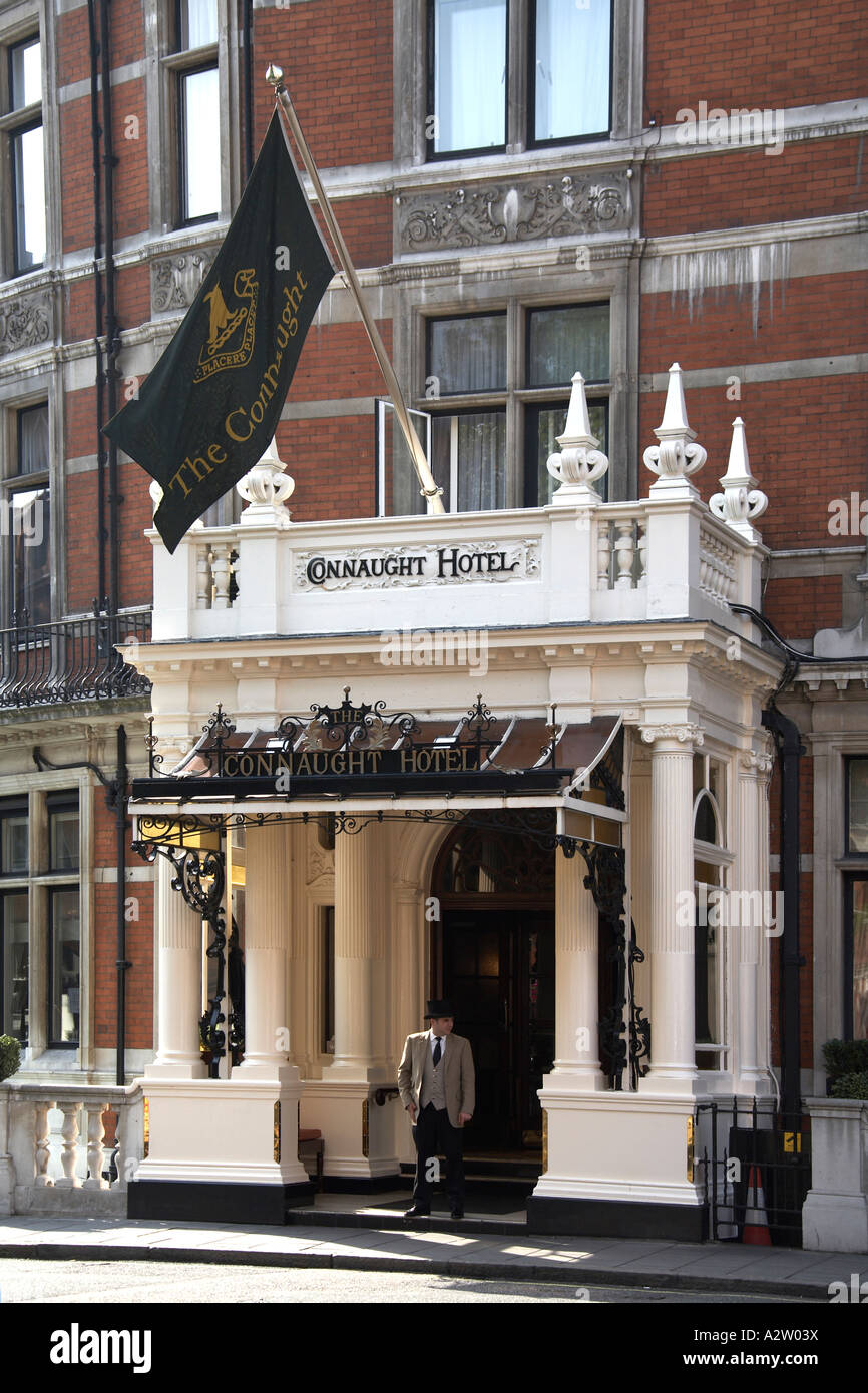 Doorman outside the Connaught Hotel in Mayfair London W1 England Stock ...
