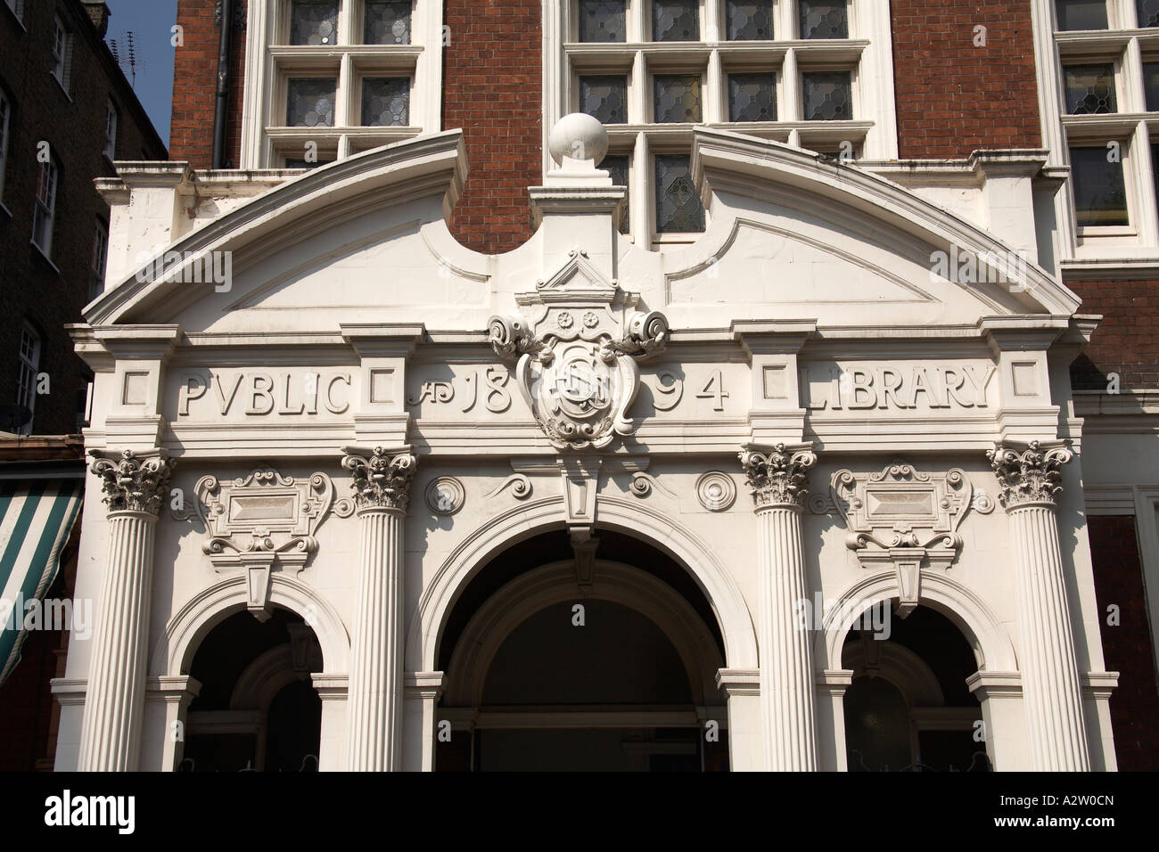 1894 decorative entrance facade on Mayfair Library in London W1 England ...