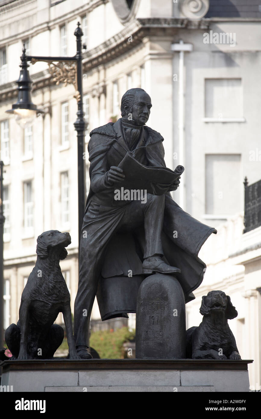 Statue of Sir Robert Grosvenor First Marquess of Westminster on Wilton Crescent in Belgravia ...
