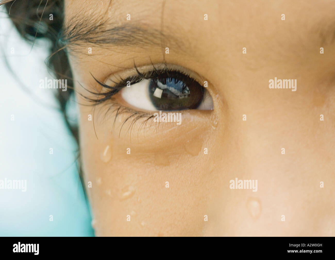Girl's wet face, extreme close-up Stock Photo - Alamy